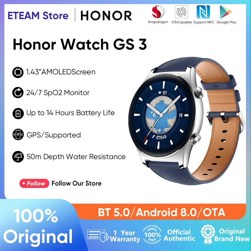 HONOR GS 3 Smart Watch 8 channel Accurate Heart Rate GPS Blood Oxygen Monitor Engine All-weather ...