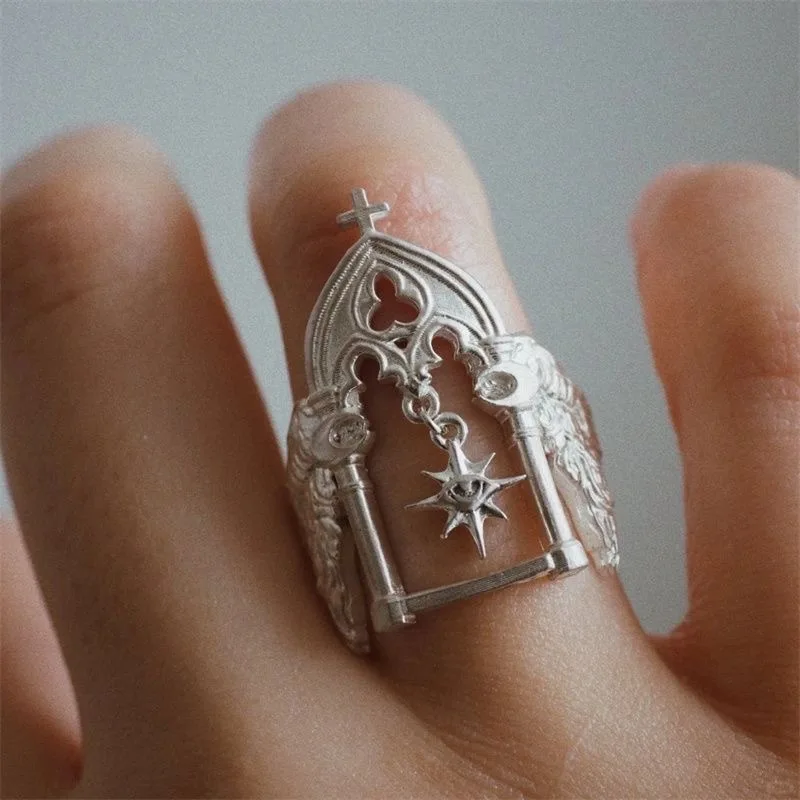 1-Pc-Exquisite-Castle-Sun-Vintage-Classic-Copper-Gold-Silver-Color-Ring ...
