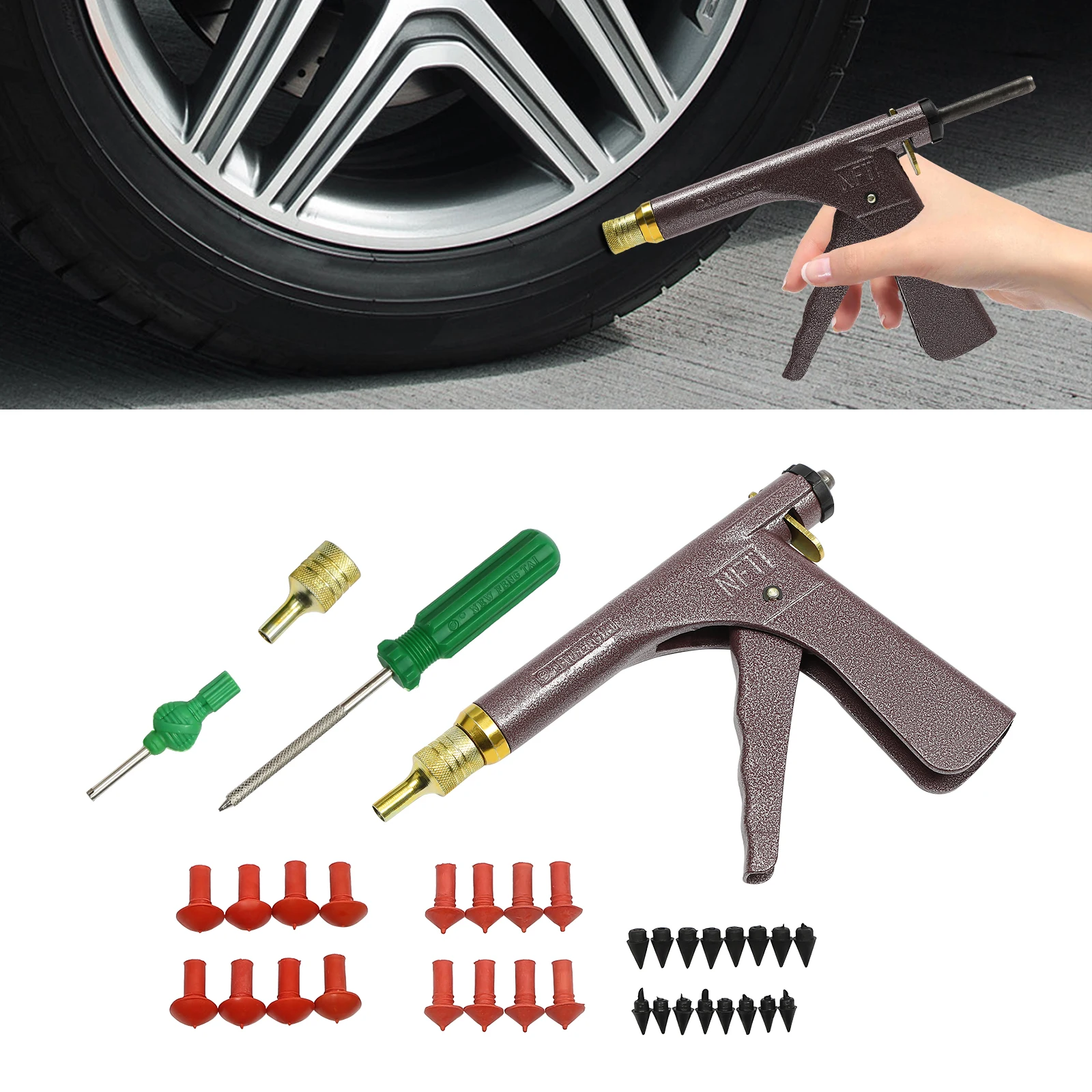 Car Wheel Vacuum Tyre Repair Tool Kit Mushroom Plug Tire Plugger ...