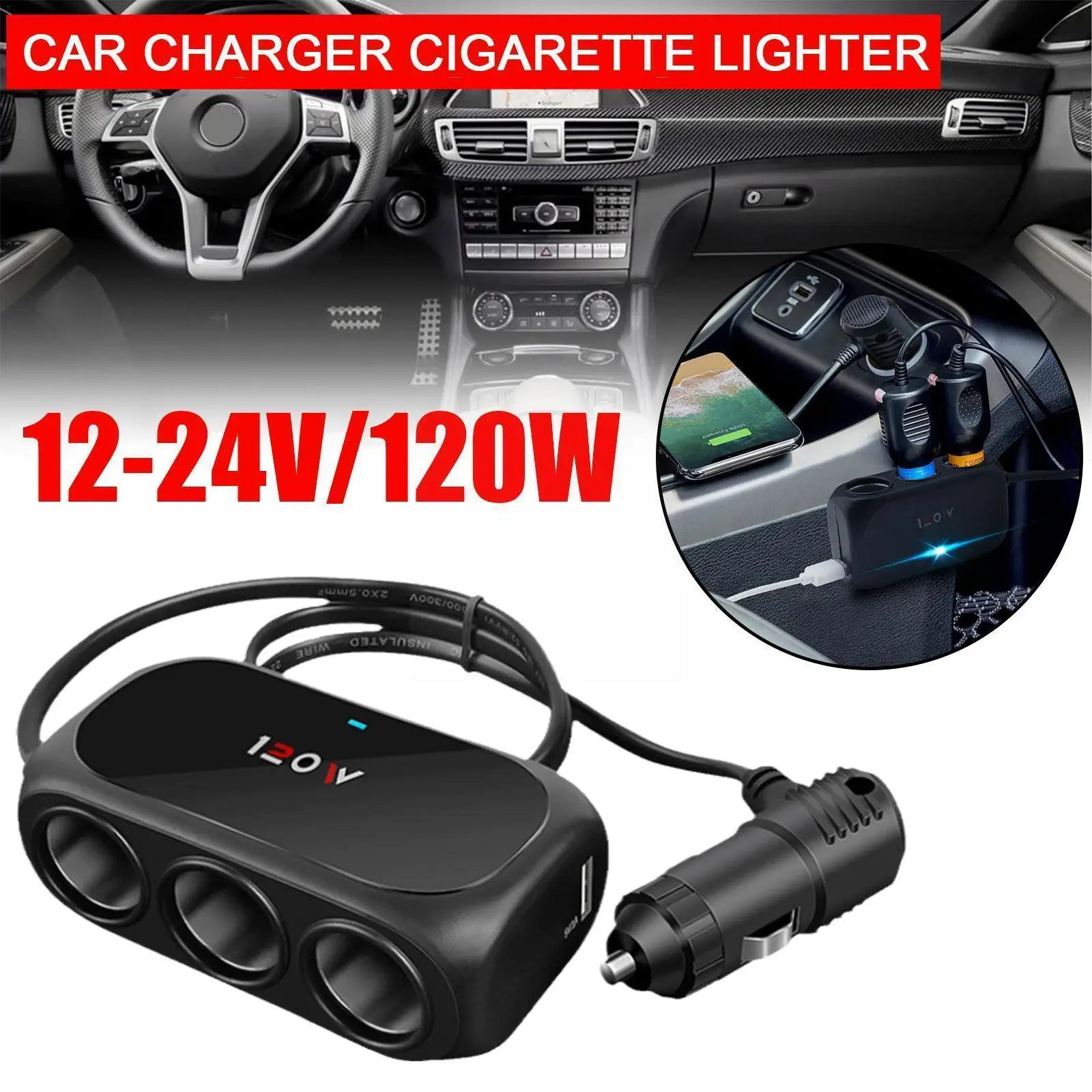 Universal-12v-24v-3-Way-Cigarette-Lighter-Multi-Socket-Auto-Dual-X5x0 ...
