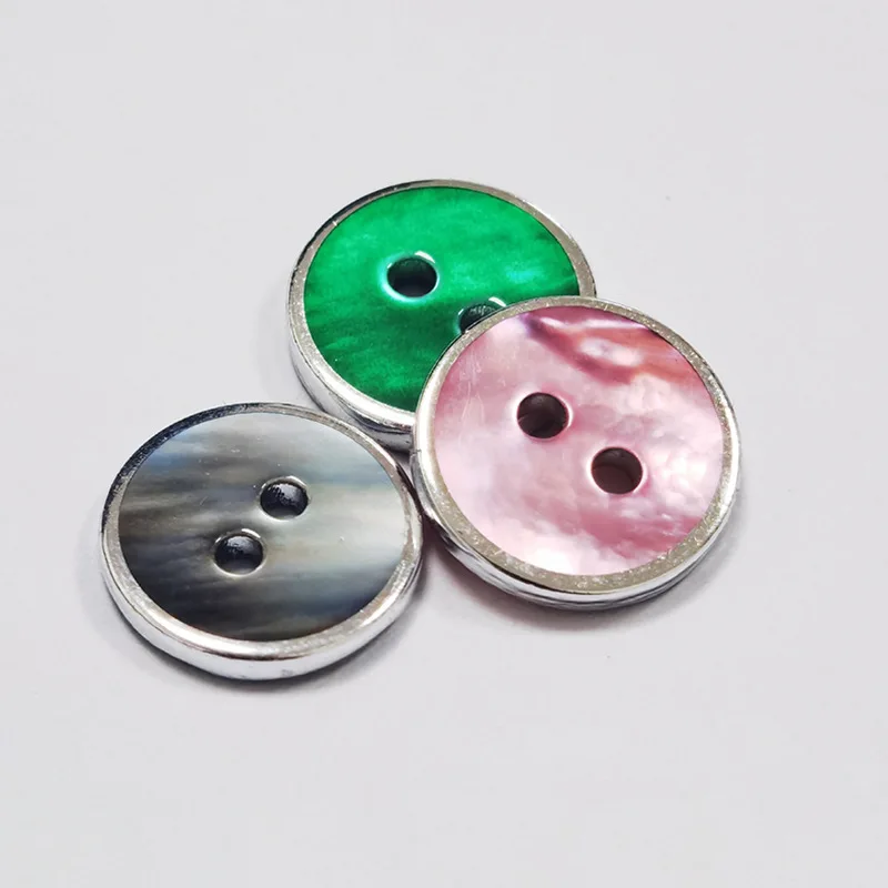 100Pcs/Set Natural Shell Buttons Red Round 2 Hole Green 11.5mm Button ...