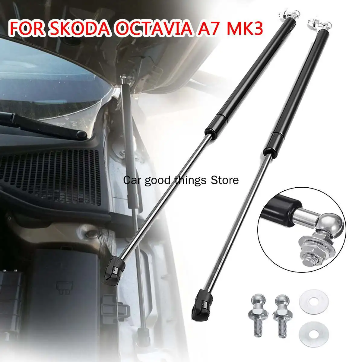 2pcs Car Front Gas Shock Hood Shock Strut Damper Lift Support For Skoda ...