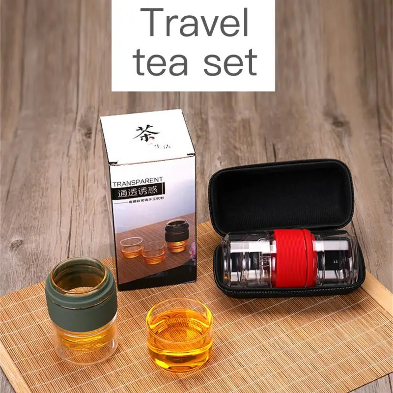 Black High Borosilicate Glass Tea Cup 1 Pot 4 Cups Travel Tea Set with ...