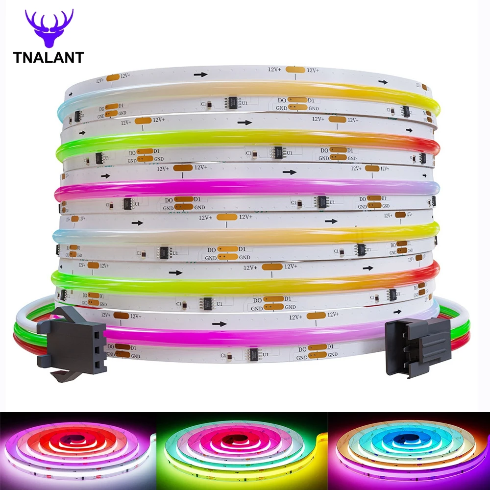 WS2811 Addressable COB LED Light Strip DC12V 24V WS2812B 720Leds/m High ...