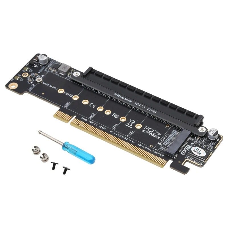 PCIE4.0 Split PCIE X16 to X8+X4+X4 Expansion Riser Card 2x .2 NVME Input Port