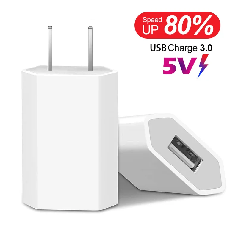 USB Wall Charger EU Plug Phone Charger Head 5V/1A Single Port USB ...