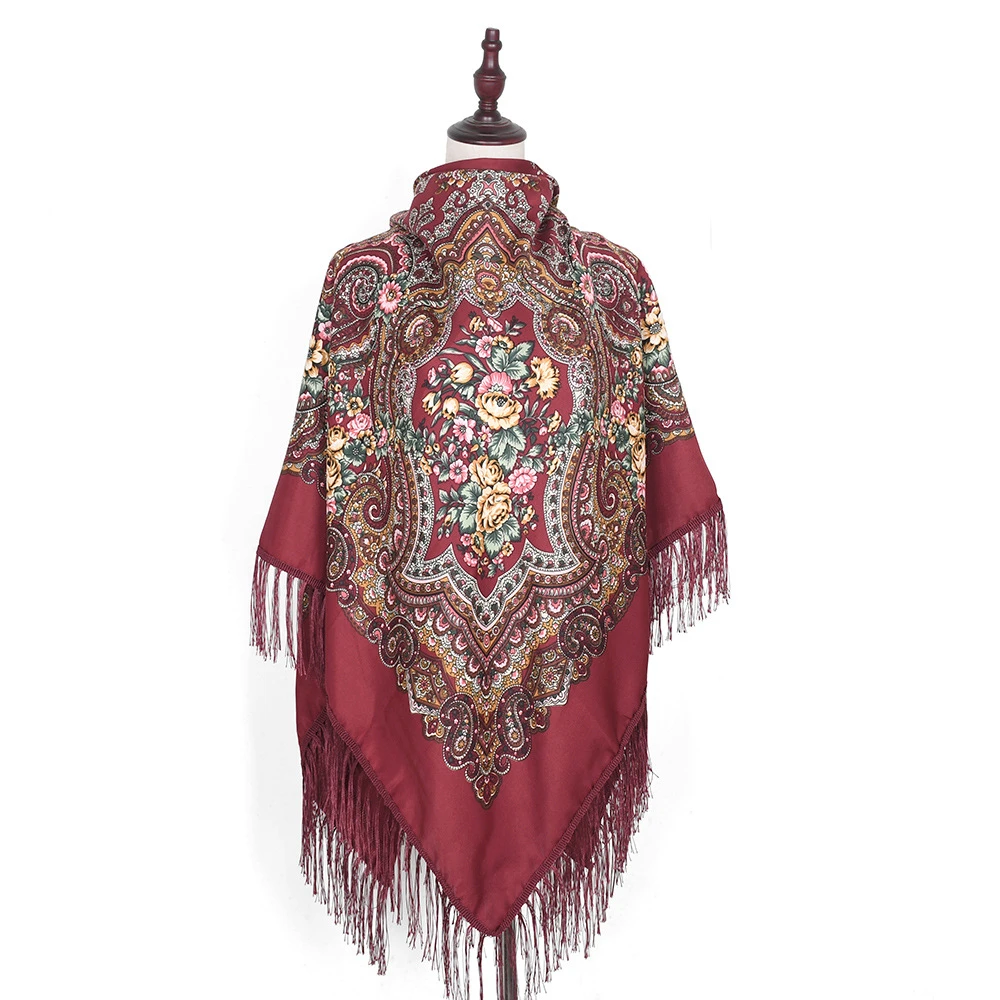 160*160cm Russian National Big Square Scarf For Women Acrylic Ethnic ...