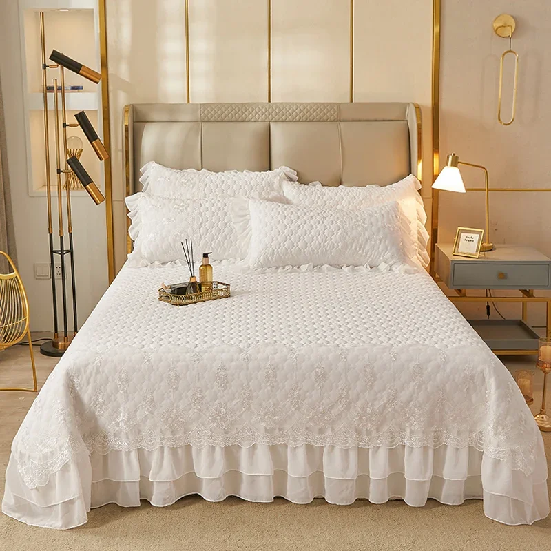 All-seasons-universal-solid-color-princess-lace-bed-cover-single-piece ...