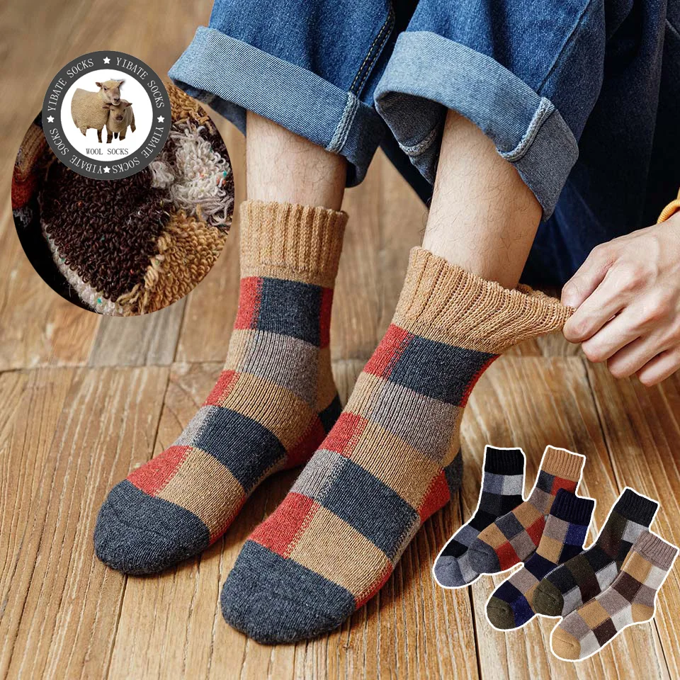 3-Pair-Winter-Men-s-Wool-Socks-Thick-Warm-Harajuku-Retro-Large-Size ...
