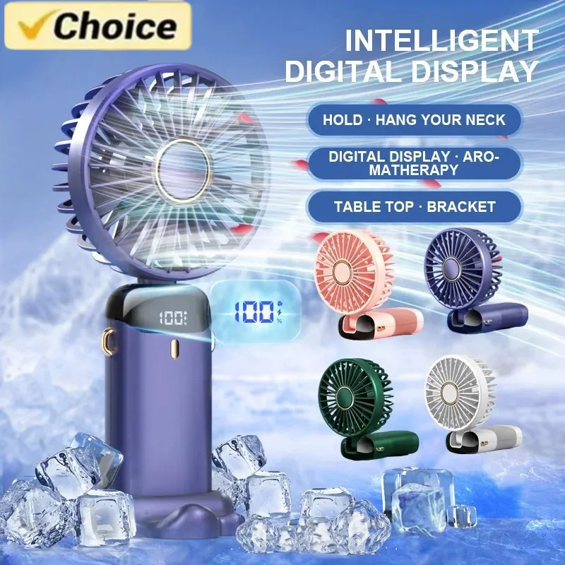 Handheld-Mini-Fan-3000mAh-Foldable-Portable-Neck-Hanging-Fans-5-Speed ...