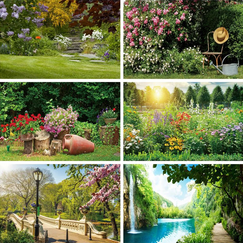 Natural Scenic Backdrops Garden Grassland Trees Spring Landscape ...