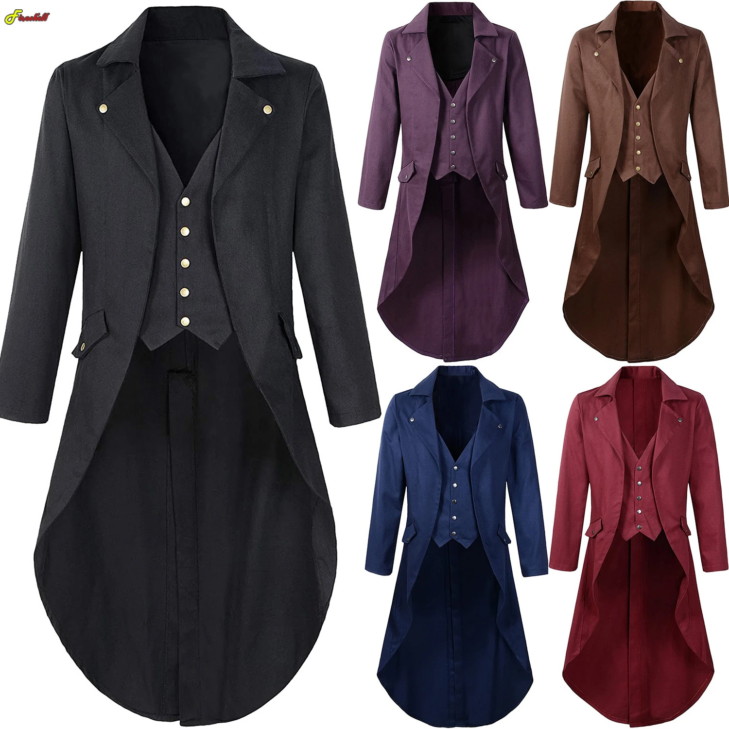 Men Women Steampunk Medieval Jacket Tuexdo Blazer Victorian Waist ...