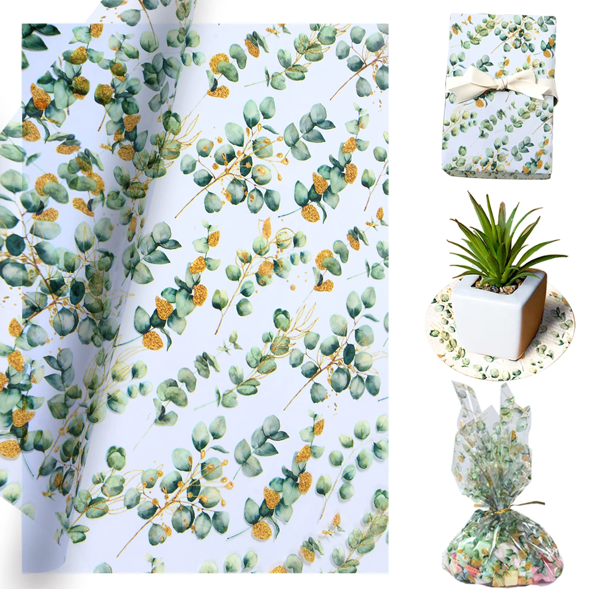 Cellophane-Wrap-Roll-Leaf-Print-Gift-Basket-Treats-Wrapping-Craft ...