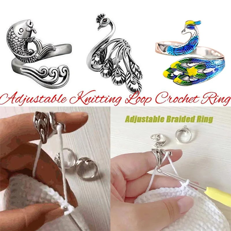 Adjustable-Open-Ring-Knitting-Loop-Thimble-Ring-Knitting-Tools-Crochet ...