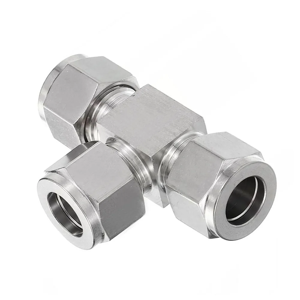 304 Stainless Steel Compression Tee Union Fitting Tube OD 1/8'' 1/4'' 3 ...