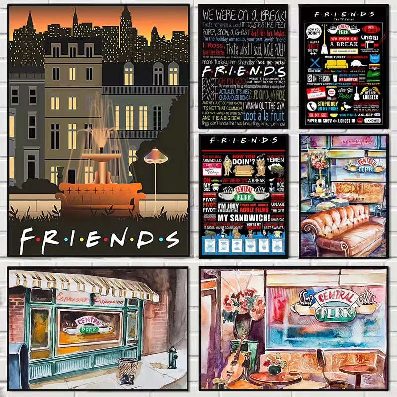 Friends TV Show Poster Central Perk Design Quotes Friends Canvas ...