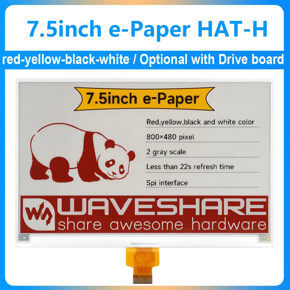 7.5 inch e-Paper (H) screen SPI interface red yellow black white Four ...