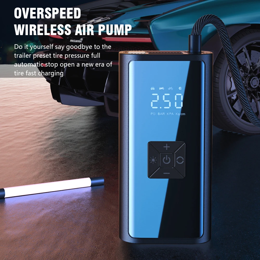 Cordless Digital Car Tire Inflator: 10s Fast Inflation, Auto Stop & LED ...