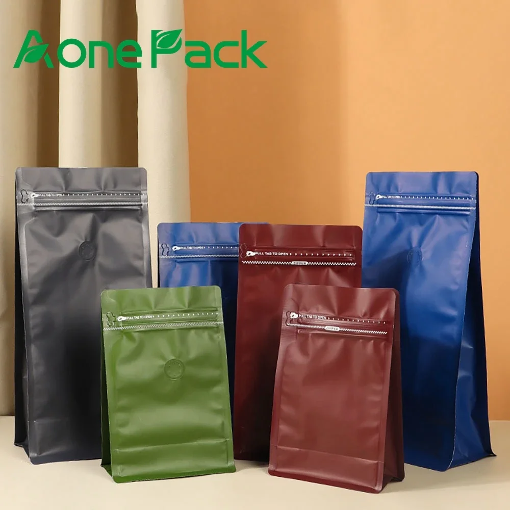 50pcs-Matt-Finish-Pink-Gray-Blue-Black-Ziplock-Roasted-Coffee-Bag-with ...