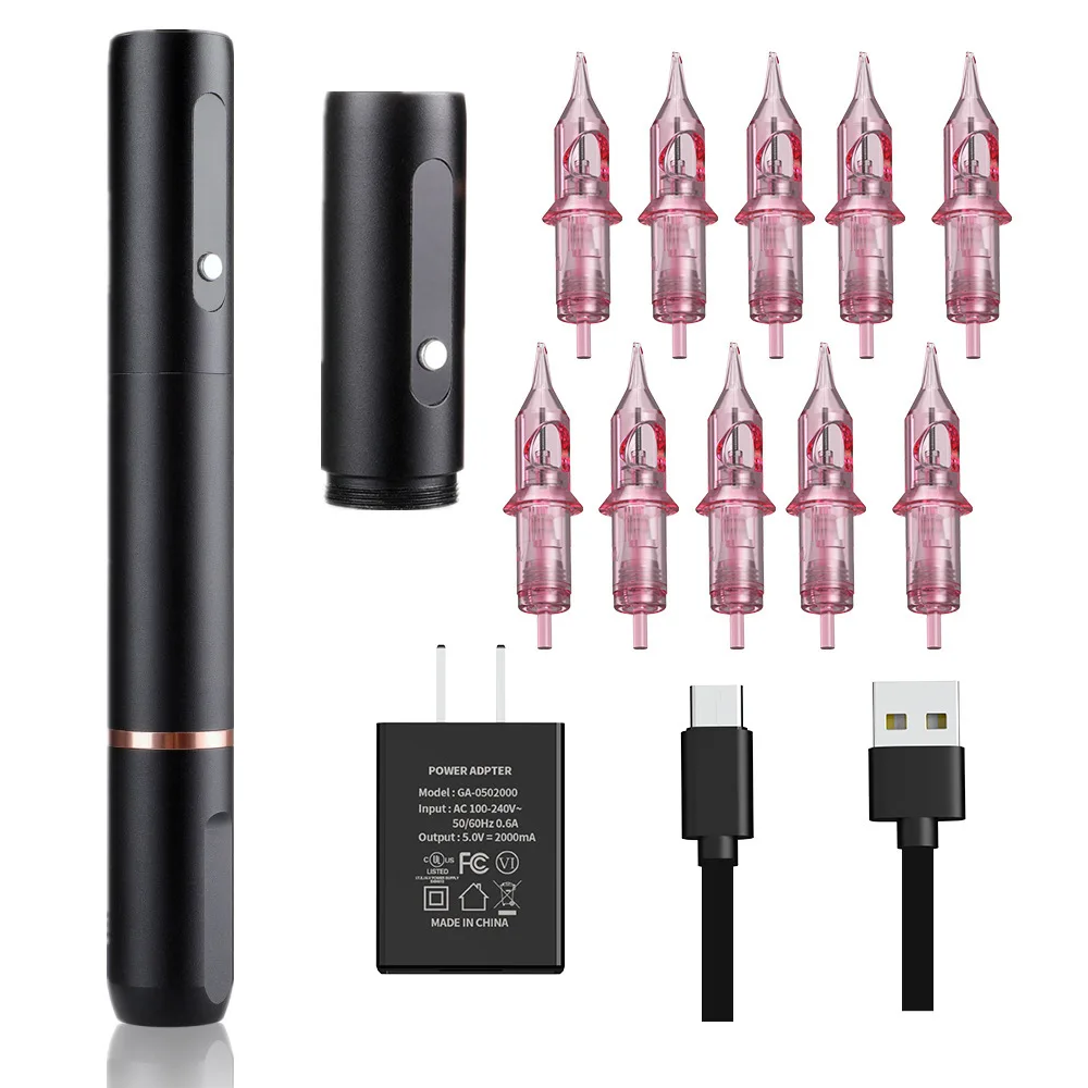 Black-Double-cell-Professional-Wireless-Permanent-Makeup-Tattoo-Machine ...