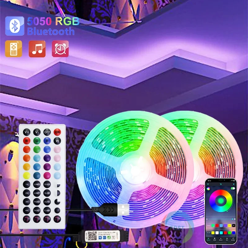 RGB-5050-LED-Strip-Bluetooth-Tape-Decor-Smart-Bluetooth-Remote-Control ...