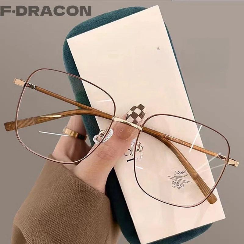 F-DRACONMetal-Eyeglass-Frame-Ultra-Light-Square-Large-Frame-Women-s ...