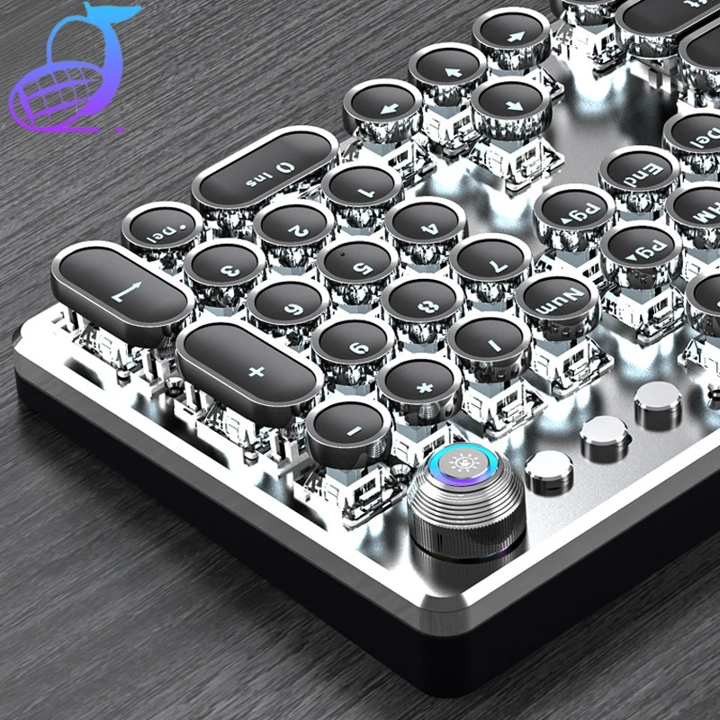 K990-Retro-Punk-Mechanical-Keyboard-Blue-Black-Brown-Switch-104-Keys ...