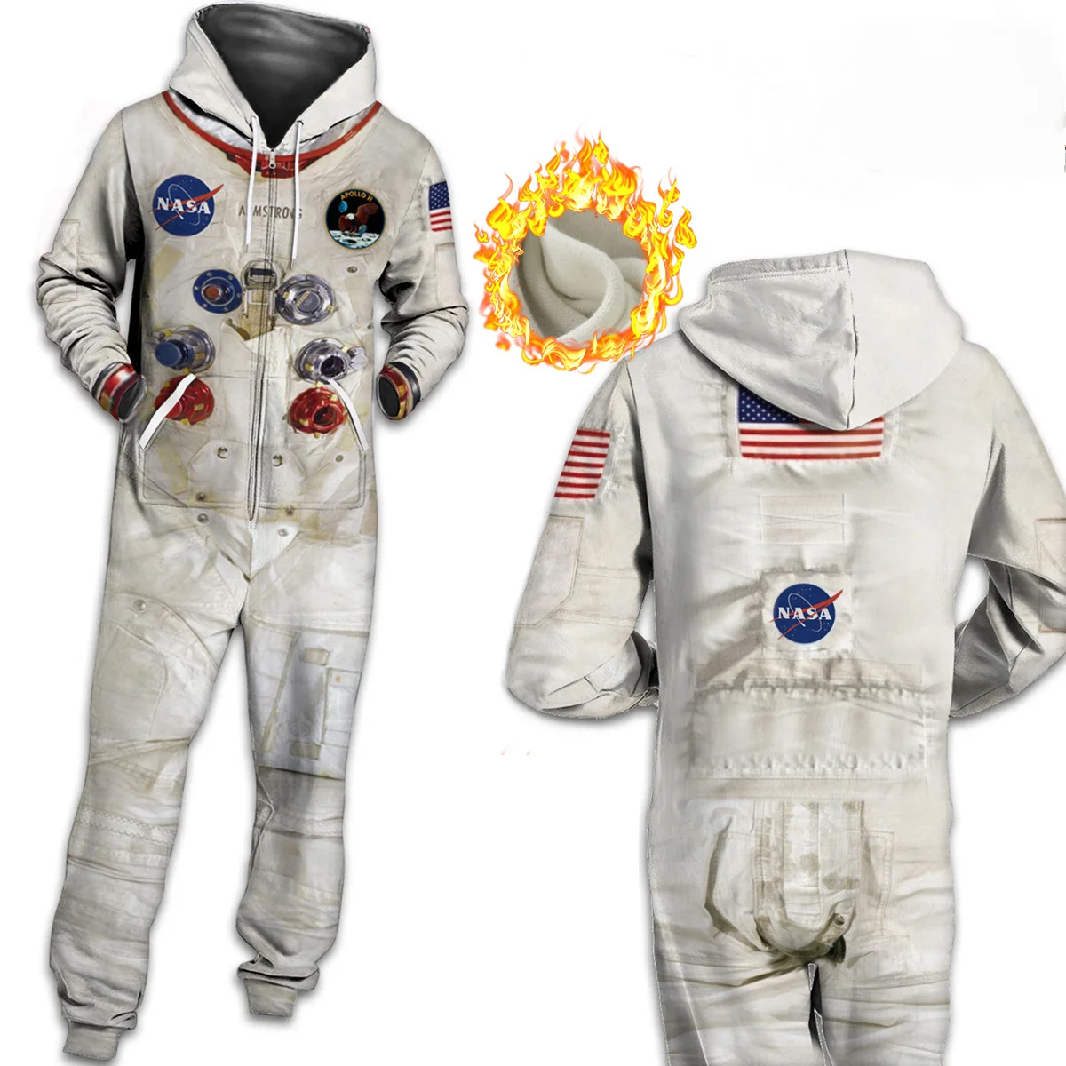 Adult Autumn Winter Women Hooded Jumpsuit Space Universe Astronaut 3D ...