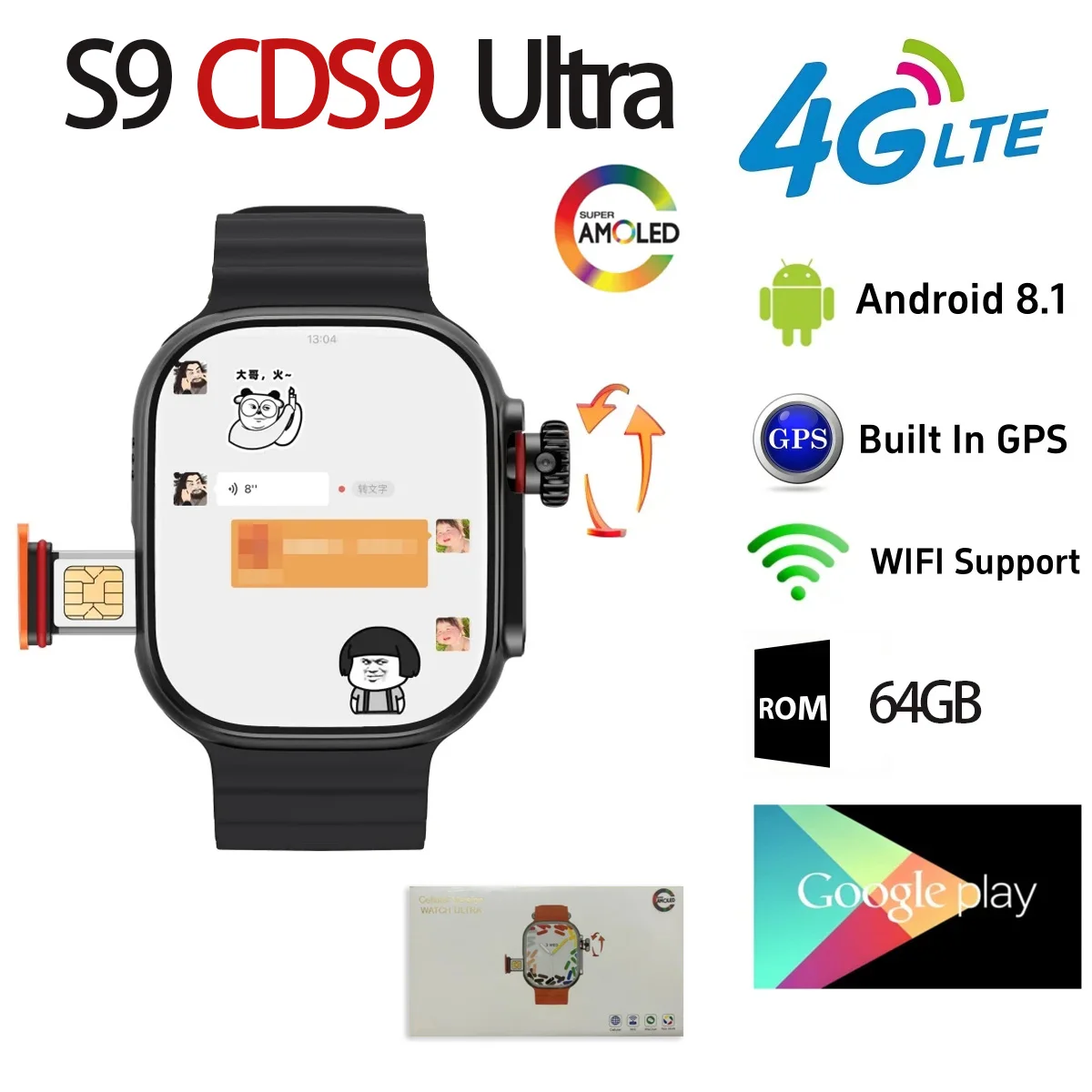100-Original-CDS9-S9-Ultra-4G-Android-Smart-Watch-with-Play-Store ...