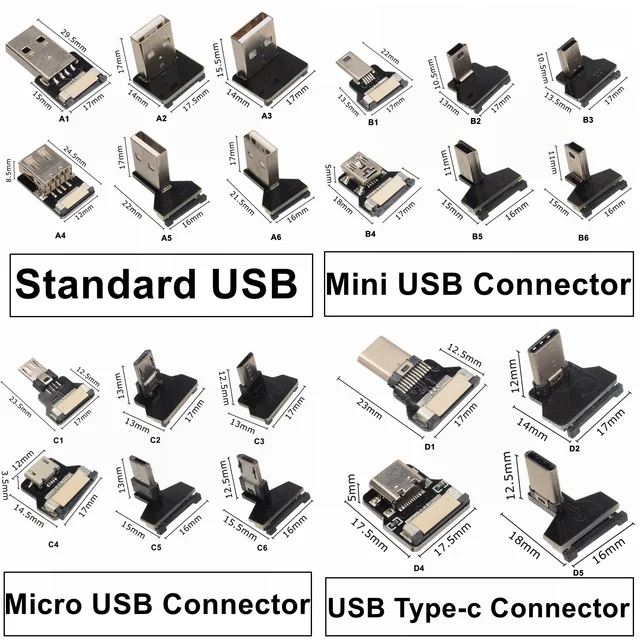 FFC Type-C Mini Micro USB Ribbon Connectors Flat Soft Flexible FPC ...