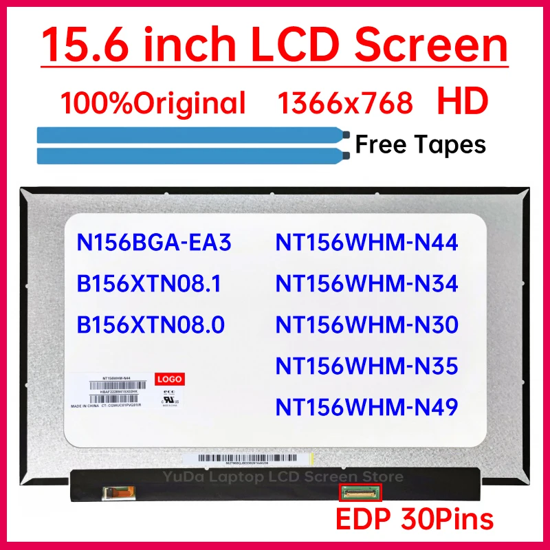 15-6-Inch-HD-Laptop-LCD-Screen-NT156WHM-N44-N34-N30-N35-N49-N156BGA-EA3 ...