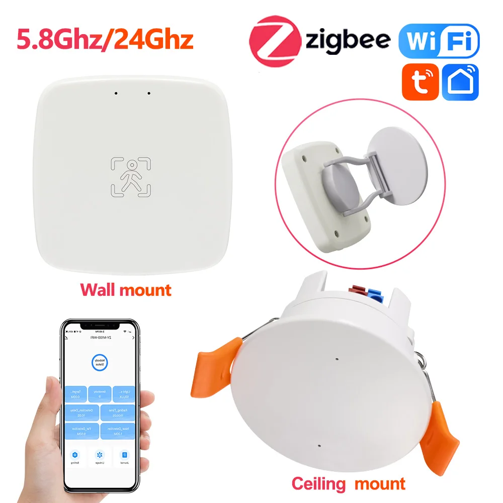 Zigbee Wifi Human Presence Sensor 24G 5.8G Radar Detector Millimeter Wave Smart Home Motion ...