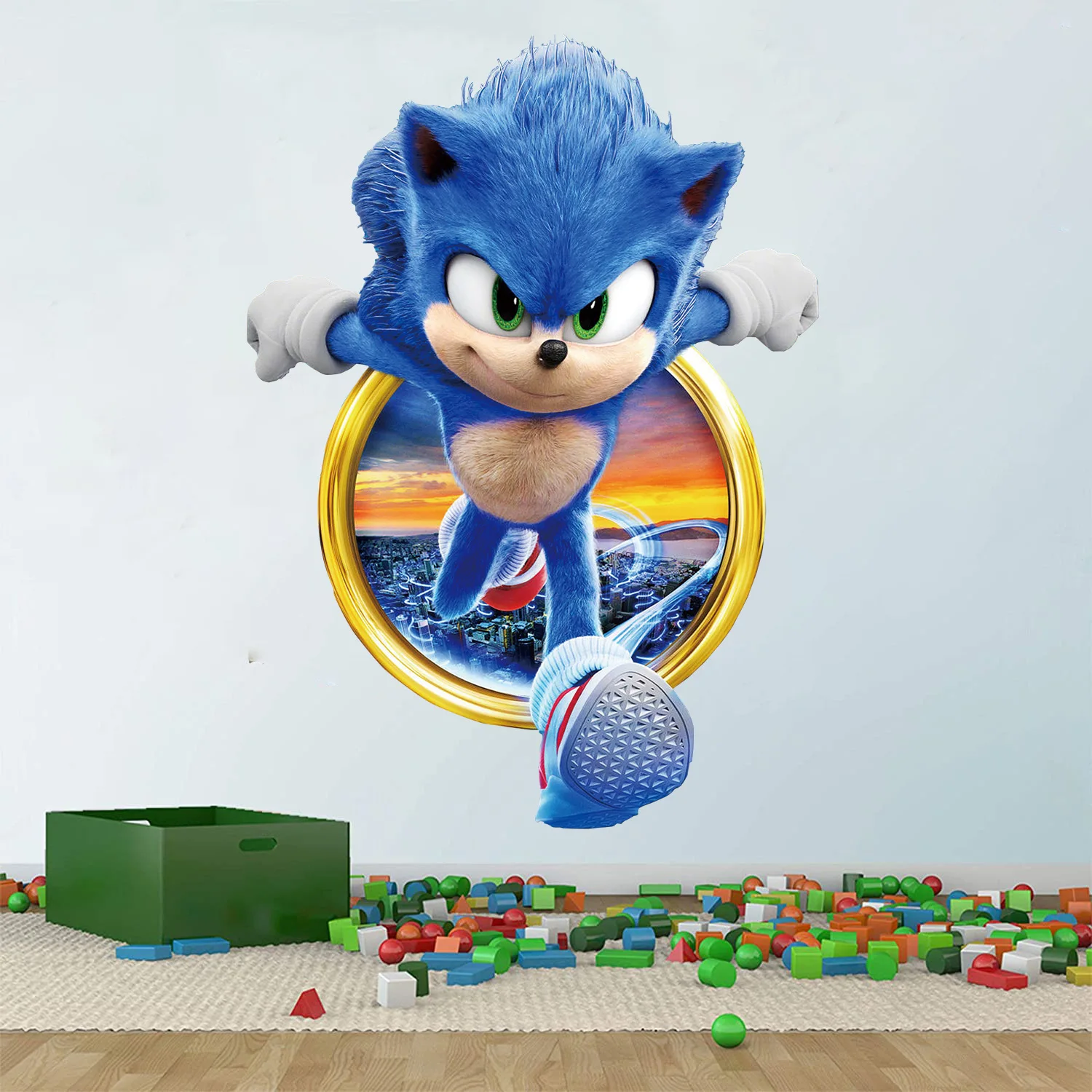 Novo produto 3d sonic adesivos de parede quarto menino criativo ...