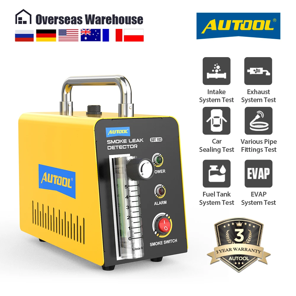 AUTOOL SDT103 Automotive Smoke Machine Leak Detector for EVAP System 12V - AUTOOL