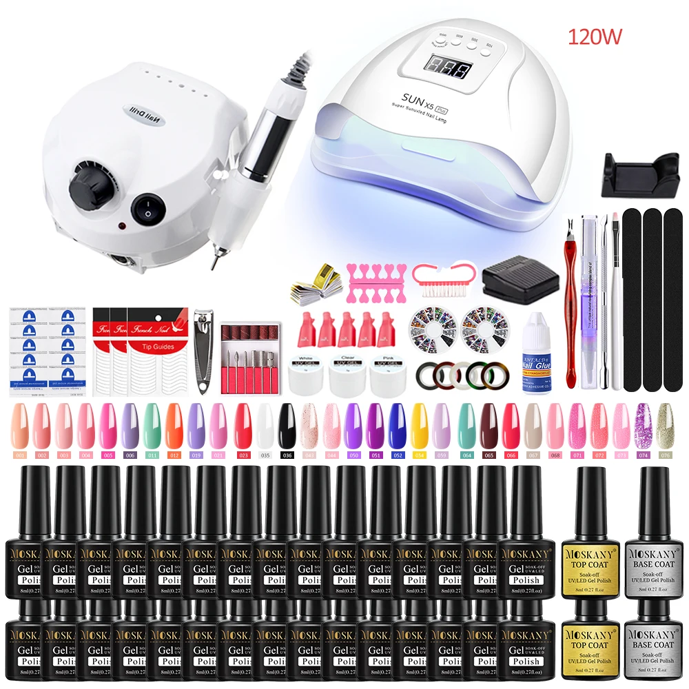 Nail-Set-With-Complete-Gel-Nails-Polish-UV-Lamp-And-Nail-Dril-For ...