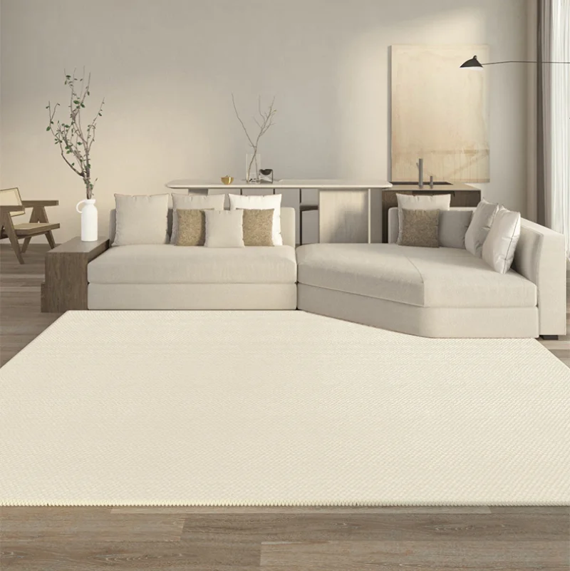 Minimalist Solid Color Living Room Carpet Beige Bedroom Rug Non Slip ...
