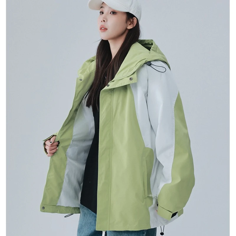 Color Block Women Waterproof Hiking Jacket Men Windproof Sports Coat ...