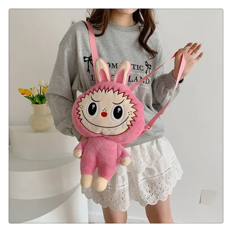 Labubu - Mochila creativa de peluche de dibujos animados en 3D, bonita ...