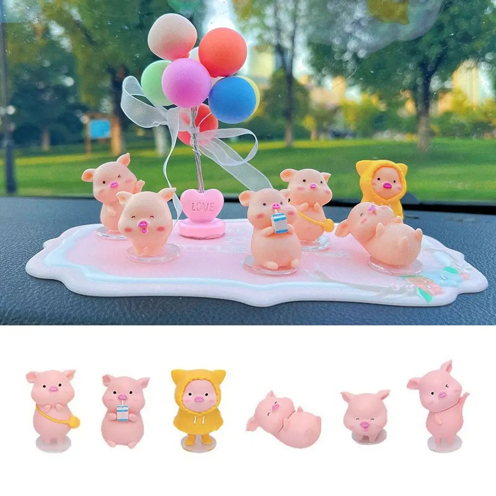 6Pcs-Mini-Piggy-Car-Dashboard-Toys-Dolls-Figures-Home-Car-Decoration ...