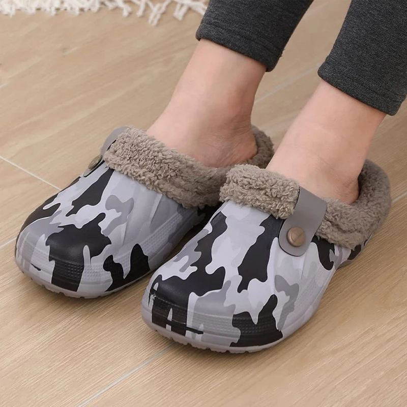 CRACOMIN Fur Lined Clogs Women Men Waterproof Graden Shoes Winter Fuzzy ...