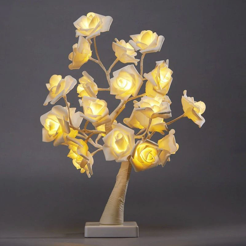 24-LED-Table-Lamp-Rose-Flower-Tree-USB-Night-Lights-Christmas ...