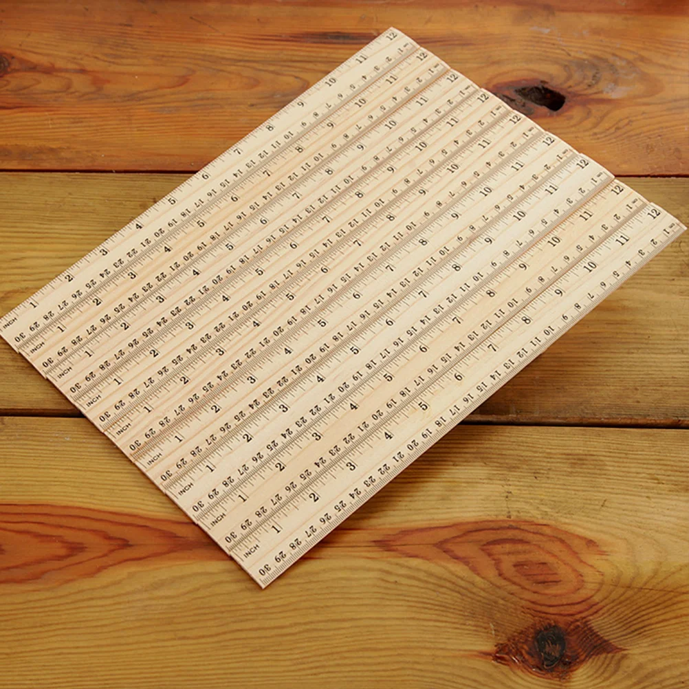 20-Pcs-Scale-Metric-System-Wooden-Ruler-Student-Bamboo-Small ...