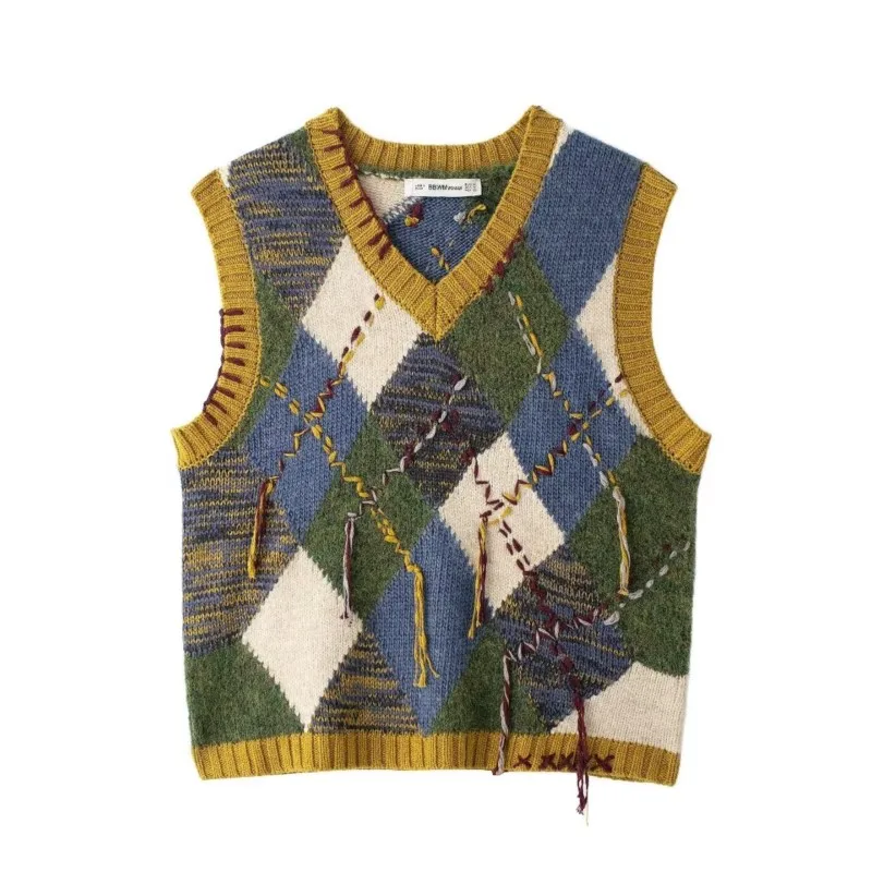 HipSeam-Womens-autumn-Knit-Diamond-Pattern-Tank-Top-For-Fashion ...