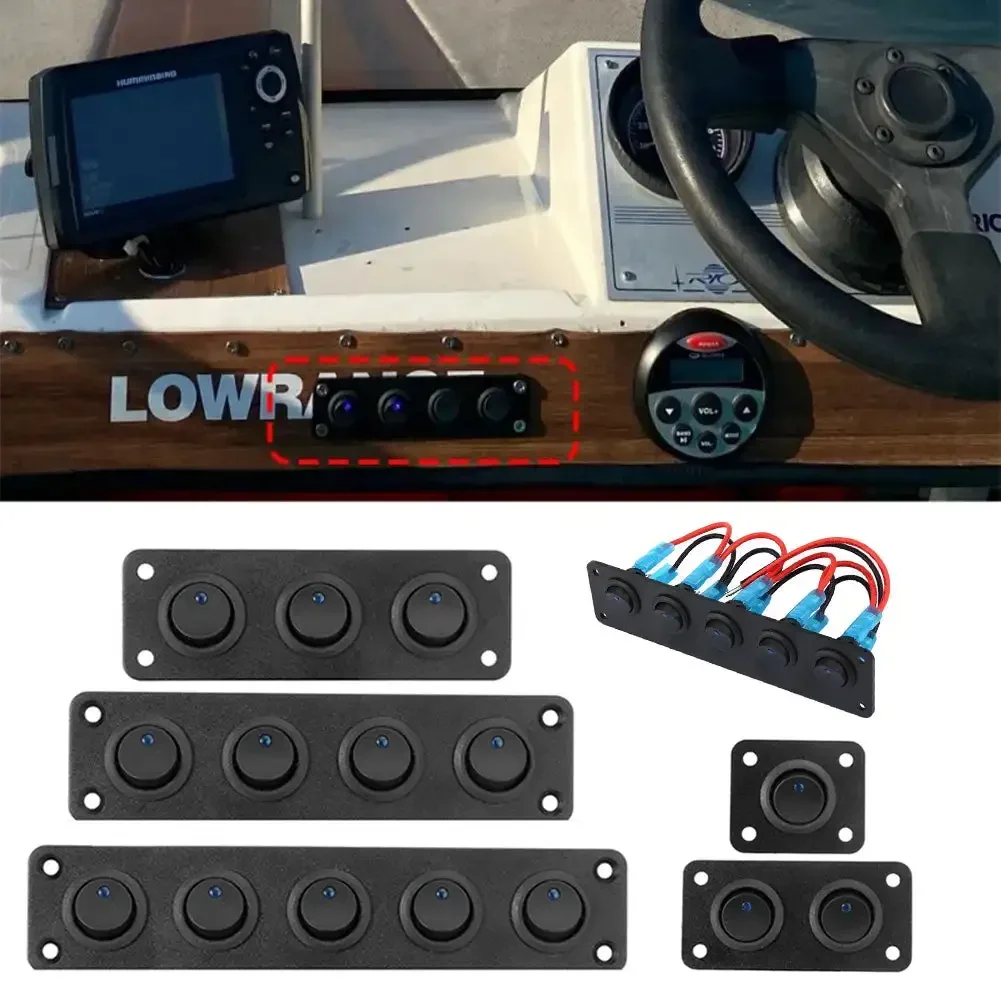 1-5-Gang-Toggle-Switch-Panel-USB-Car-Boat-Marine-RV-Truck-Blue-LED ...