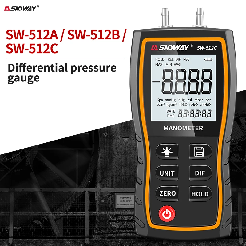 SNDWAY-Manómetro Digital serie SW-512, medidor de presión de aire, ± 103,42 KPa, 0,01 de ...