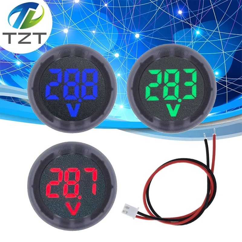 DC5-100V Digital Voltmeter LED Digital Display Circular Voltmeter Car ...