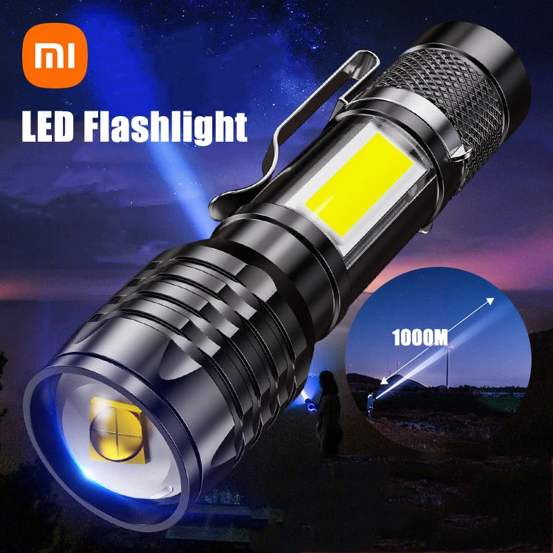 Xiaomi High Power Rechargeable Led Flashlight Mini Zoom Torch Outdoor ...