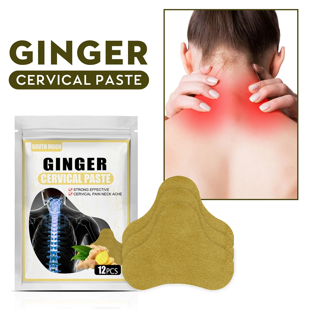 12PCS Shoulder Neck Patch Natural Herbal Ginger Sticker Cervical Spine ...