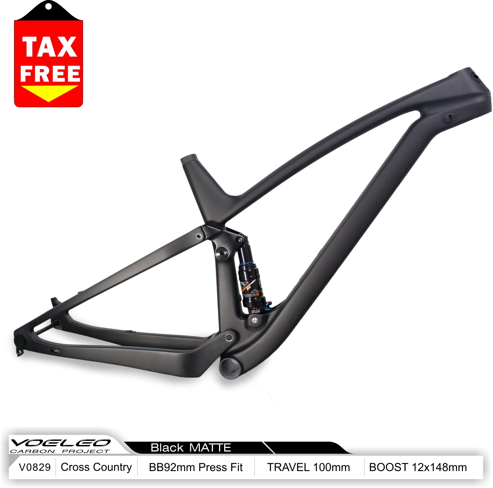 29ER Carbon mtb frame Full suspension Bike Boost 148*12 MTB Max tire 2. ...