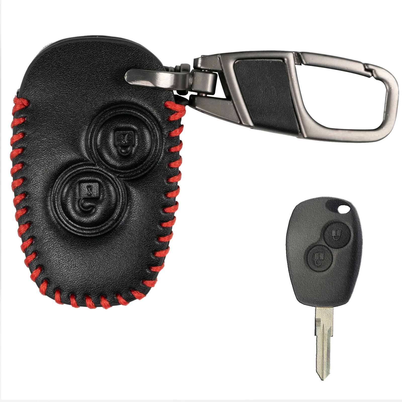 Remote-Key-Ring-Cover-Case-2-Button-Leather-For-Renault-Trafic-Clio ...
